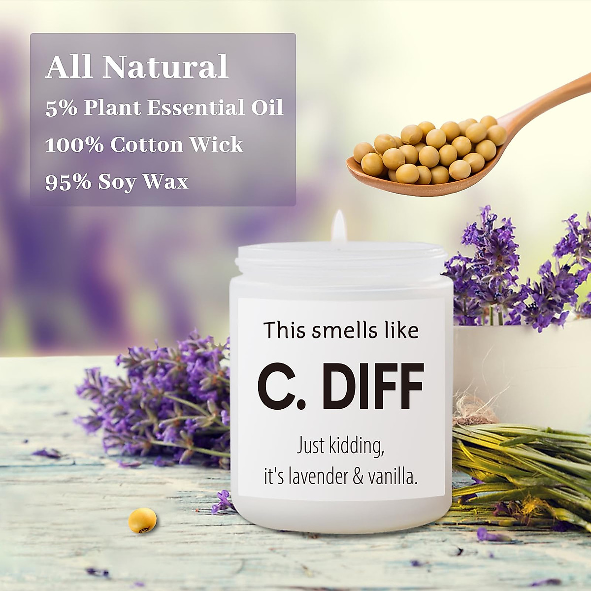 SUEHHYY Funny Nurse Gifts for Women Men, Natural Soy Wax Lavender Scented Handmade Candle (7oz), Christmas Nurse Week Appreciation Graduation Retirement Gifts for School Future Nicu Nurse Doctor