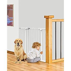 InnoTruth 29"- 39.6“ Baby Gate for Doorways and Stairs, 36" Extra Tall No Drill Wall Protected Dog Gate, 45cm Wide Walk Thru Auto Close Metal Child Gate, Easy to Install and One-Hand Opening, White