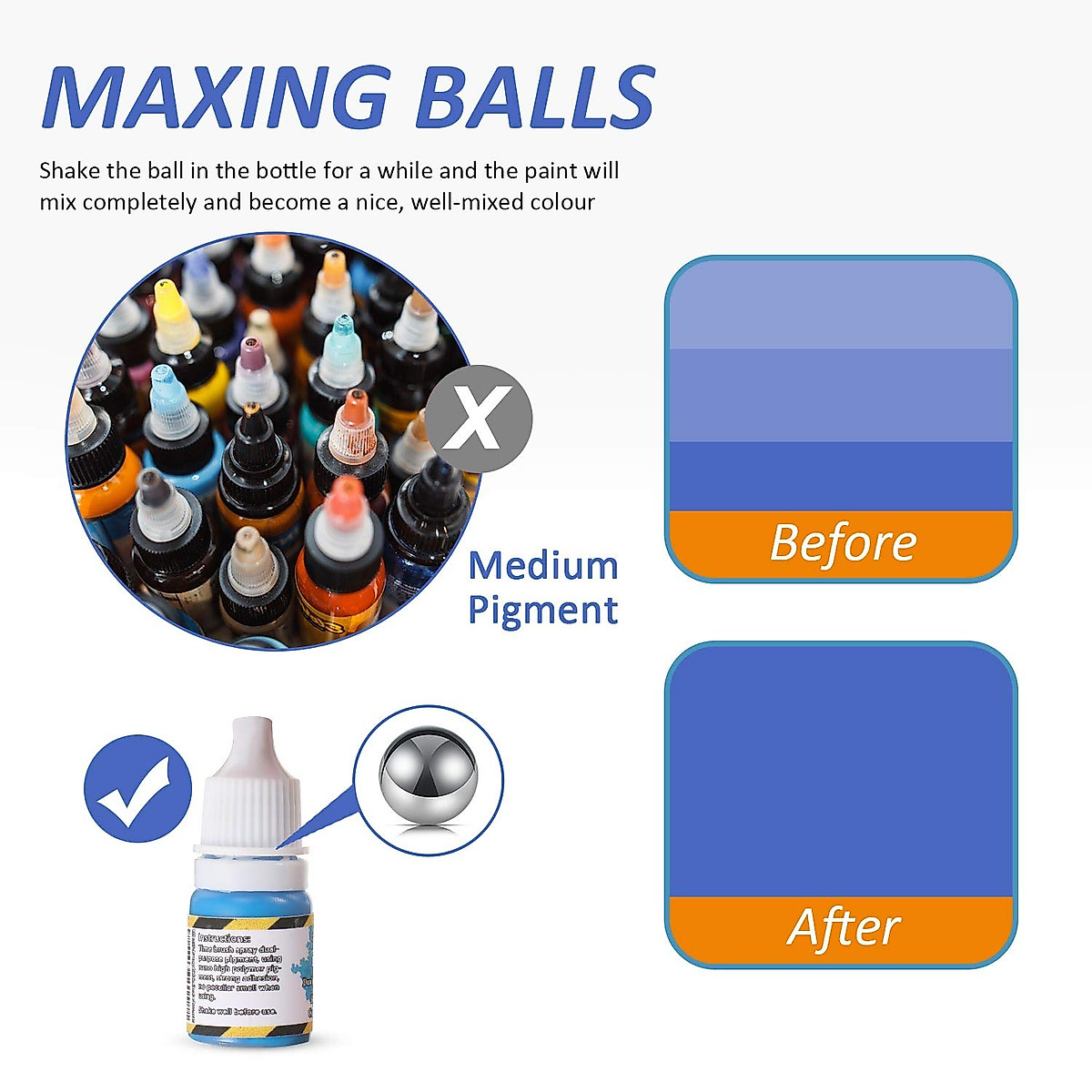 300 Pieces Paint Mixing Balls Stainless Steel Mixing Balls Nail Polish Mixing Agitator Balls Rust-Proof Metal Paint Mixing Balls for Mixing Nail Polish Model Paints, 6.25 mm