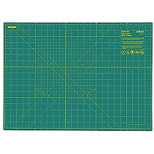 OLFA 17" x 24" Folding Cutting Mat (FCM-17x24) - Self Healing 17x24 Inch Foldable Rotary Mat with Grid for Quilting, Sewing, Fabric & Crafts, Use with Rotary Cutters & Fixed Blade Knives (Green)