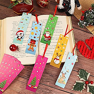 72 PCS Christmas Holiday Bookmarks Christmas Bookmarks Bookmarks for Students Xmas Bookmarks with Santa Snowman Reindeer Christmas Tree Design Christmas Bookmarks for Kids