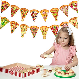 Pizza Party Banners Pizza Birthday Party Decorations 2Pcs Pizza Garland Cutout Banners for Pizza Time Theme Baby Shower Supplies