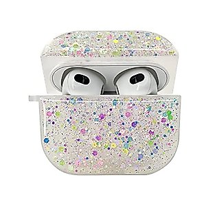 Case Cover Compatible with AirPods 3rd Generation 2021 Protective Case ARBLEL [epoxy Resin Glitter Shell Case] for Airpods 3 Women Girls Cute Twinkle Case,with Keychain (case Clear white-02)