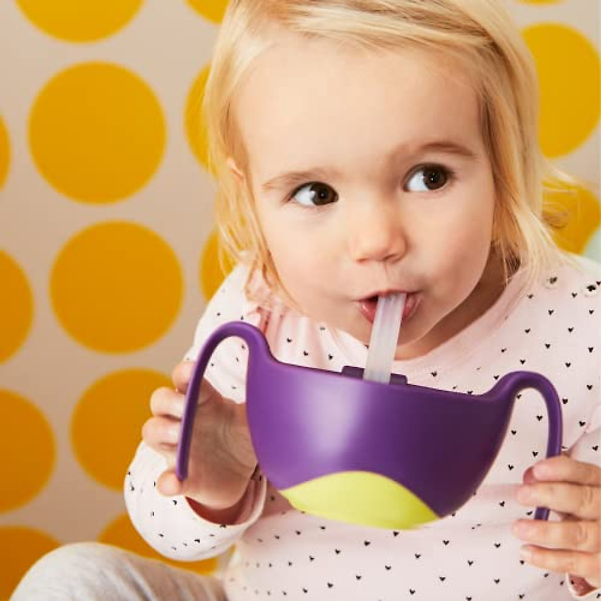 b.box 3 in 1 Toddler Bowl | Includes Straw, Lid & No Spill Snack Insert | Dishwasher & Microwave Safe | BPA Free | Ages 6 mo+ (Banana Split, 8.5 oz)