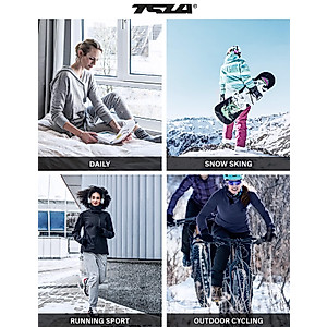 TSLA Women's Thermal Underwear Set, Soft Fleece Lined Long Johns, Winter Warm Base Layer Top & Bottom, Heavyweight Black, Medium