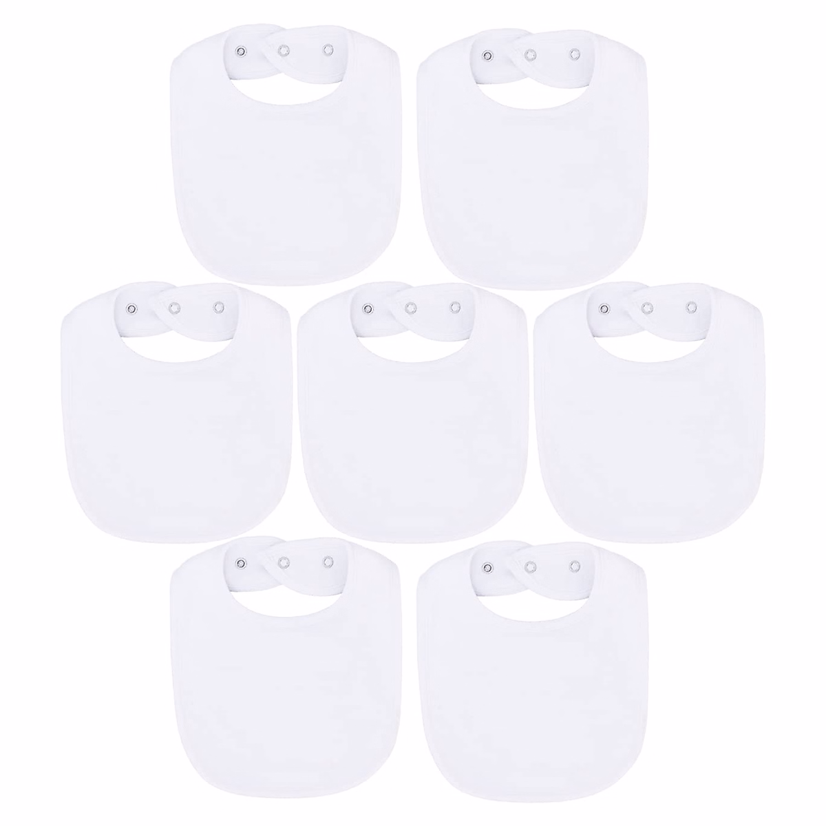 Maiwa White Terry cloth Waterproof 7 Pack baby bibs with Snaps for boy girl unisex, drool,eating and teething bibs