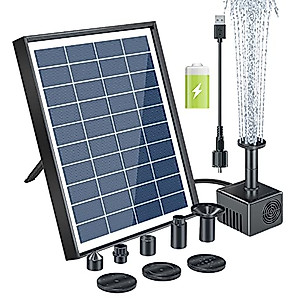 Lewisia 6W Solar Fountain Pump with Battery Backup for Patio Pool Koi Pond Bird Bath Garden Decoration Submersible Solar Powered Water Pump Kit