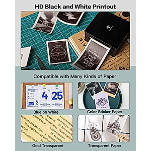 Phomemo M02 Mini Bluetooth Label Maker with 1 Transparent/Semi-Transparent/Gold Glitter Sticker Paper, Black