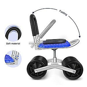 i COVER Garden Cart Rolling Stool with Wheels and Tool Bag, Stable Workseat Sturdy Cart Adjustable Seat Height and Direction, Gardening Helper, Silver