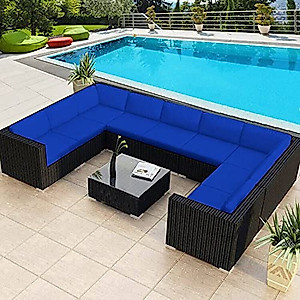 Cinnamonee Patio Cushion Covers, Water Resistant Outdoor Cushion Slipcovers, Patio Sofa Cushion Covers Replacement(20"X22"X4" 2 Pack, Blue)