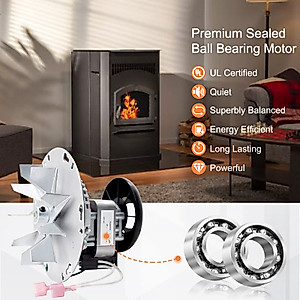 Criditpid Replacement 812-4400 Exhaust Blower Motor for Quadra-Fire Santa Fe, Castile, PelPro PP130, PP60, Pleasant Hearth PH35PS, PH50CABPS Pellet Stoves.(without Housing)