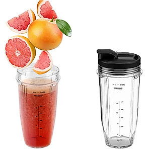2 Pack 24 OZ Replacement Blender Cups with Lid for Ninja Auto iQ BL480 BL482 BL642 NN102 BL682 BL450 BL2013