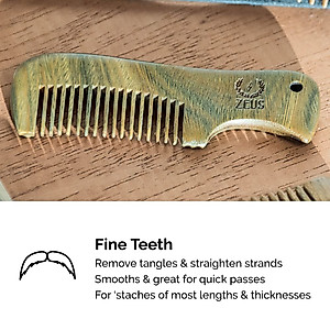 ZEUS Pocket Sandalwood Mustache Comb, Handmade Travel Size Mustache Comb for Men, Natural Wooden Grooming Comb (B31)