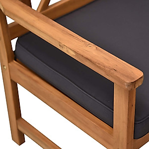 Outsunny 4 Piece Acacia Wood Outdoor Patio Furniture Set with 2 Armchairs, 1 Sofa, & 1 Coffee Table, Cushions Included