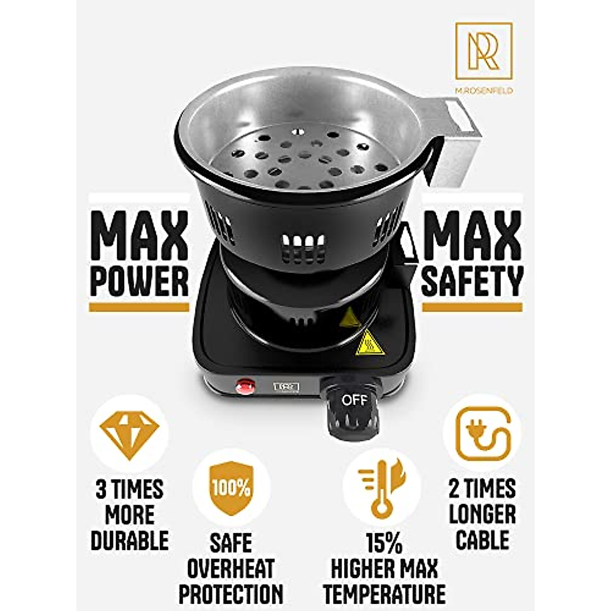 Multipurpose Electric Charcoal Starter - Electric Charcoal Burner ETL Approved Electric Stove - Coconut Charcoal Lighters with Tongs - 450W Hot Plate Electric with 304 Stainless Steel Coiled Burner