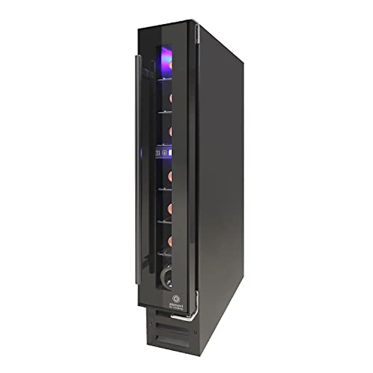Vinotemp EL-7TS-BLACK 7 Bottle Cooler Refrigerator Freestanding Wine Cellar or Built-in Installation with Automatic Defrost, LED Display and Front Venting, Black