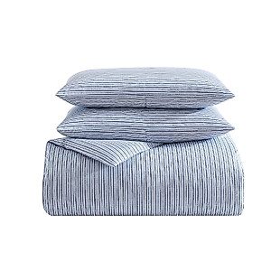 Eddie Bauer- Twin Duvet Cover Set, Cotton Bedding Set with Matching Sham(s), Casual Home Décor (Ticking Stripe Navy, Twin)