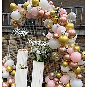 Beaumode Diy Rose Gold Pink White Balloon Garland Arch 160PCS with Confetti Balloons Baby Shower Wedding Princess Birthday Anniversary Engagement Bridal Shower Party Decoration (Rose Gold Pink White)