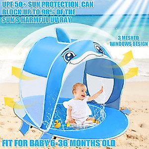 Dolphin Baby Beach Tent with Pool, UPF 50+ UV Protection Pop Up Portable Sun Shade Beach Tent with Sand Pocket, Waterproof Outdoor Sun Shelter for Baby Toddler Age 6-36 Months Baby Essentials