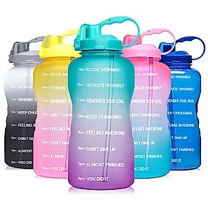 Venture Pal 64 OZ Water Bottle with Motivational Time Marker & Straw - Leakproof BPA Free Reusable Flip Top Water Bottle for Sports and Fitness Enthusiasts