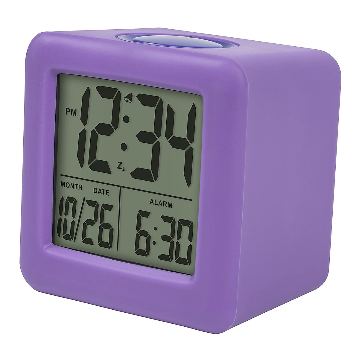 Equity 73004 Purple Soft Cube LCD Alarm Clock with Smart Light