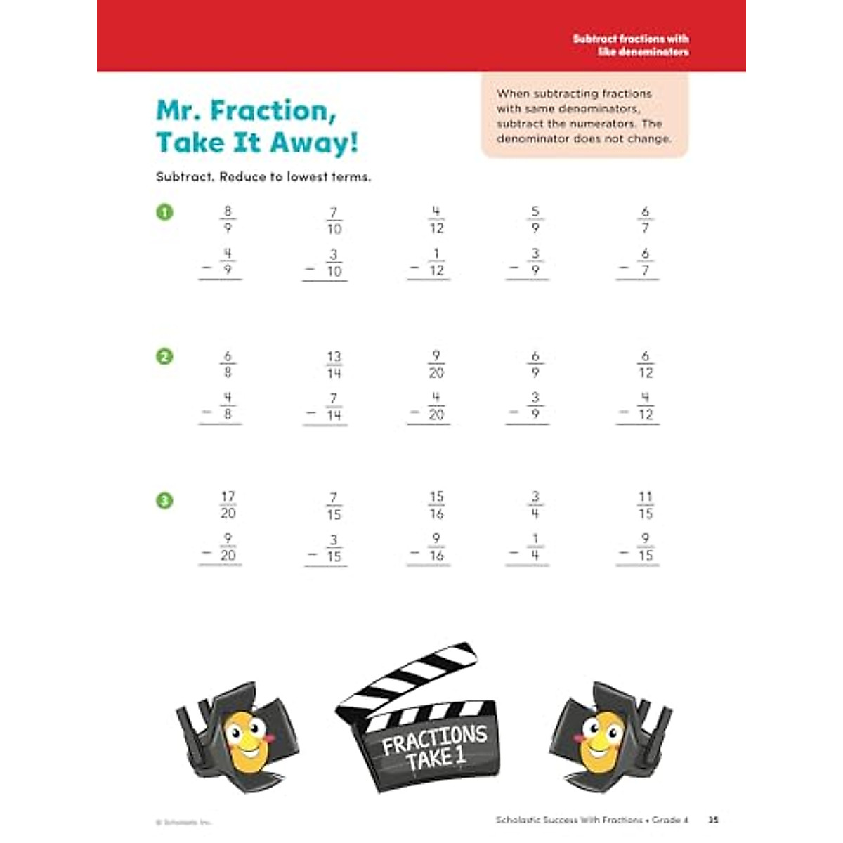 Scholastic Success with Fractions Grade 4 Workbook