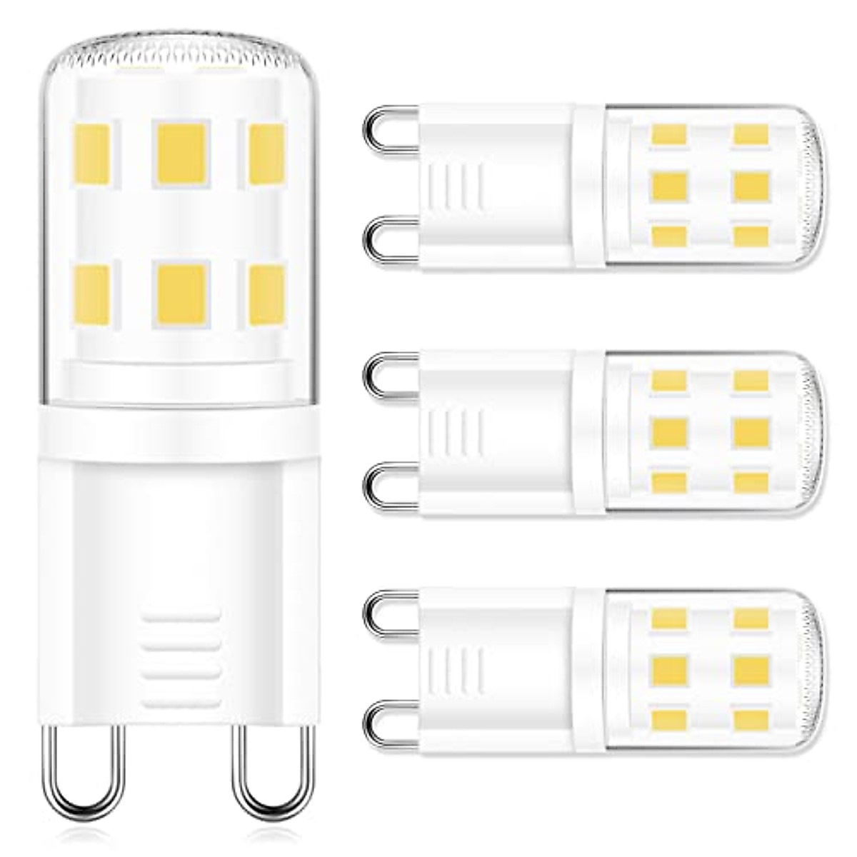 Marxlait 4 Pack G9 LED Bulb, 40 watt Halogen Replacement, Daylight White 6000K, Non-dimmable T4 LED Bulb, G9 Bi Pin Base, 120V Small Light Bulbs for Chandelier, Bathroom Vanity Light Fixture