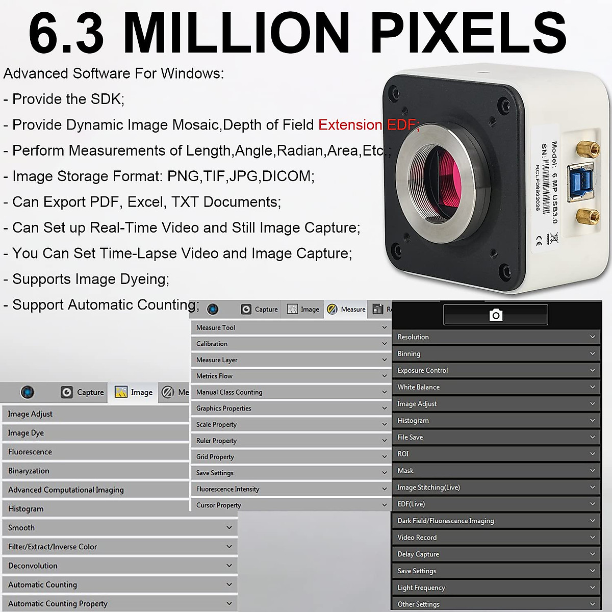 KOPPACE 153X-1530X Electron Metallographic Microscope Light and Dark Field Lens 6.3 Million Pixels Measuring Camera