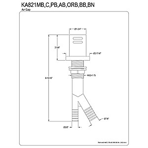 Kingston Brass KA821C Trimscape Dishwasher Air Gap, Polished Chrome, 1-3/4" Diameter Cap