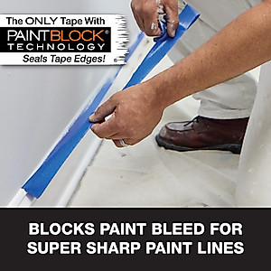 FROGTAPE 242750 Pro Painter's Tape with PAINTBLOCK, 1. 41-Inch x 60-Yards, Blue, 6 Rolls