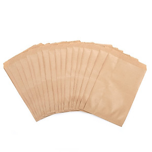 GANKEIC 4X6 Inch 100PCS Kraft Paper Flat Favor Bag Small Paper Bags for Packaging Party Christmas