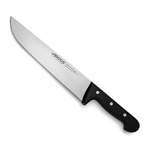 Arcos Butcher Knife 10 Inch Nitrum Stainless Steel and 250 mm blade. 353 gr. Professional Cleaver Knife. Ergonomic Polyoxymethylene POM Handle. Series Universal. Color Black