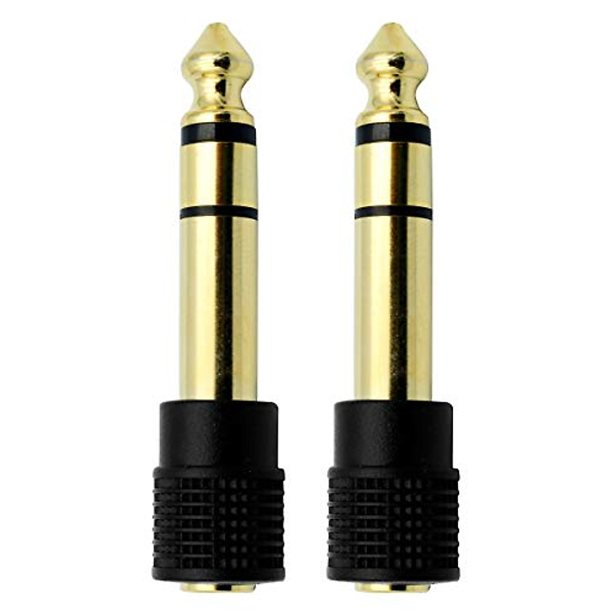 Chadou Audio Adapter 6.35mm (1/4 inch) Male to 3.5mm (1/8 inch) Female Stereo Headphone Connector Gold Plated, 2 Pack