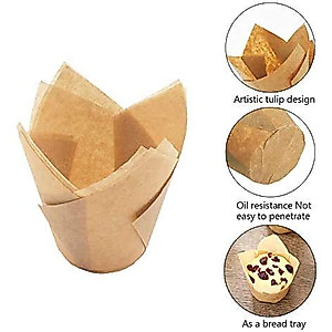 150PCS Tulip Cupcake Liners,Natural Baking Cups Muffin Cupcake Grease-Proof Wrappers for Wedding, Birthday Party,Christmas(Blue,Natural,White)