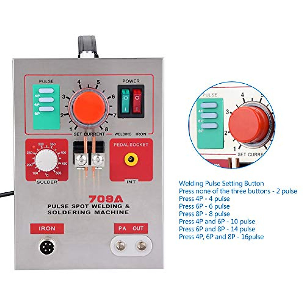 AC 110V US Plug 709A 3.2kW Spot Welder Welding Equipment and Soldering Pen DIY 18650 Lithium Battery Welding Machine, Nickle Plated Sheet, Welding Needle, Fuse(US Plug 110V)