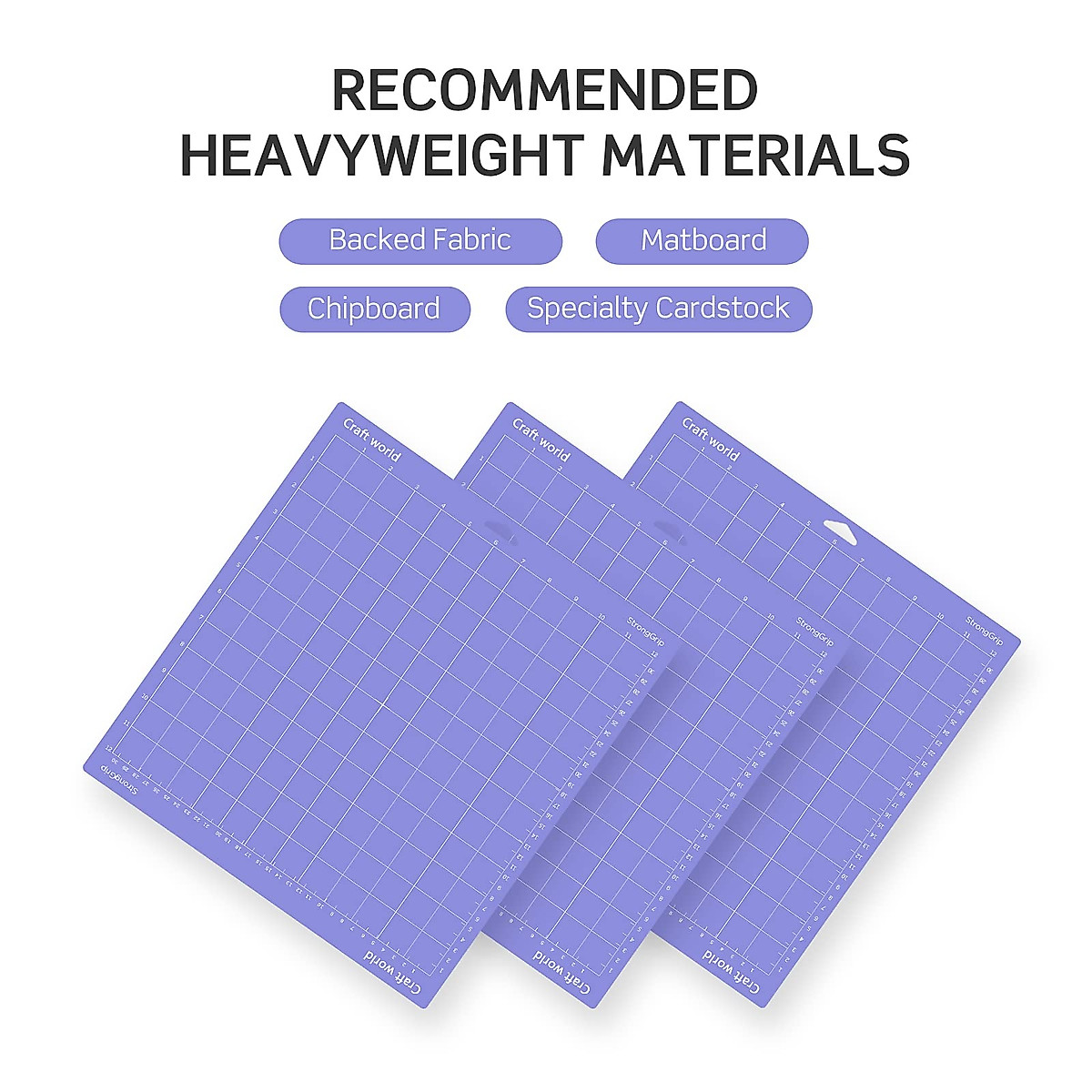 Craft World 12x12 Cutting Mat for Cricut Maker 3/Maker/Explore 3/Air 2/Air/One(Stronggrip, 3 Pieces), Cricket Mat Perfect Stickiness for Thick Material