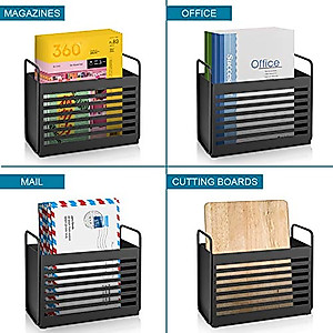 Magazine Rack, Magazine File Holder Mail Organizer Folder Organizer Bin for Magazines, Books, Newspapers, Tablets in Home, Office, Black