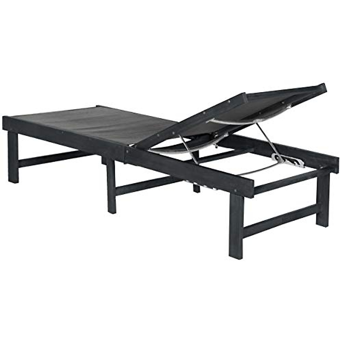 Safavieh PAT6708K Outdoor Collection Manteca Grey Lounge Chair, 0, Dark Slate Gray/Black