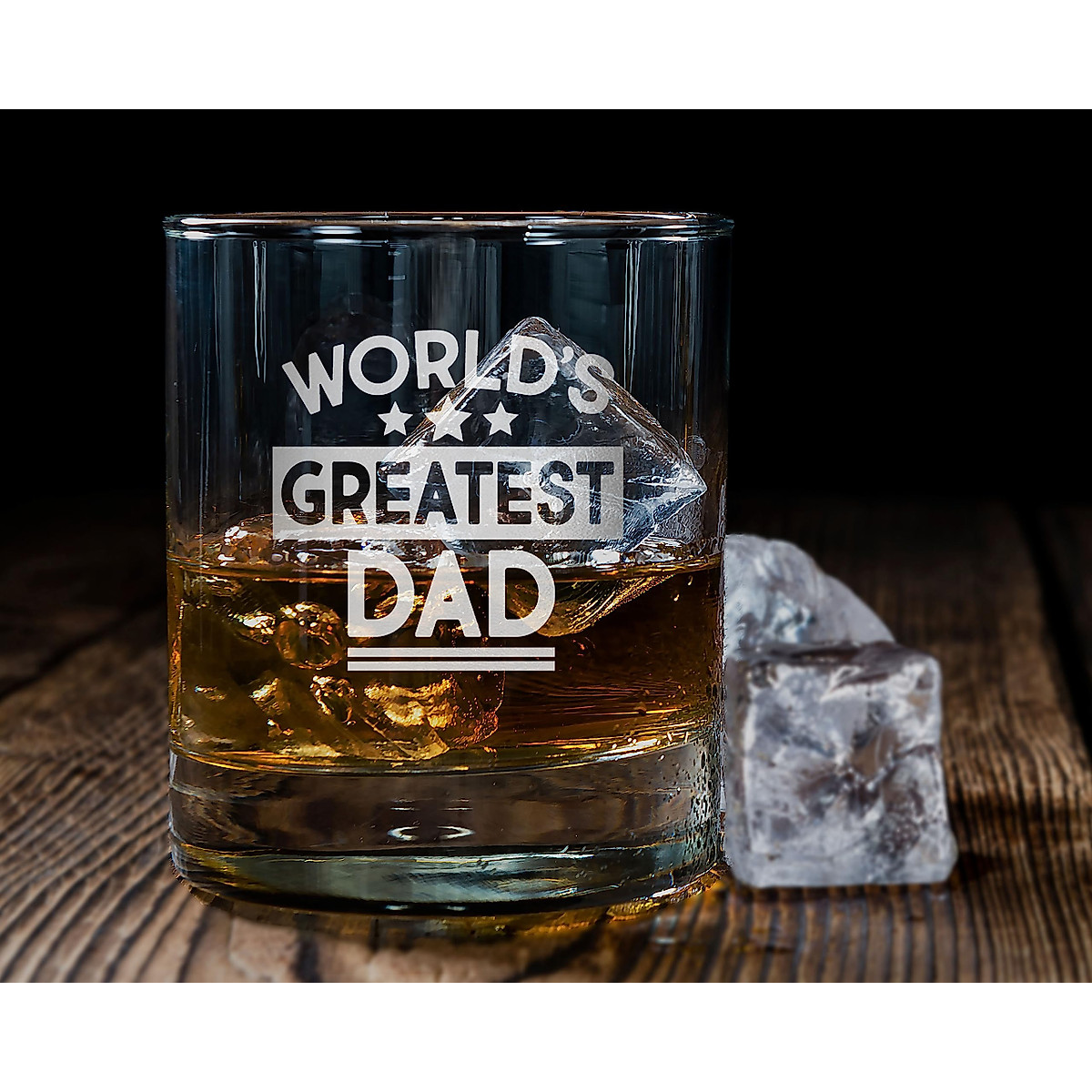 WORLD'S GREATEST DAD Custom Personalized Whiskey Glass - Laser Engraved Etched Funny Gift for Dad Uncle Grandpa