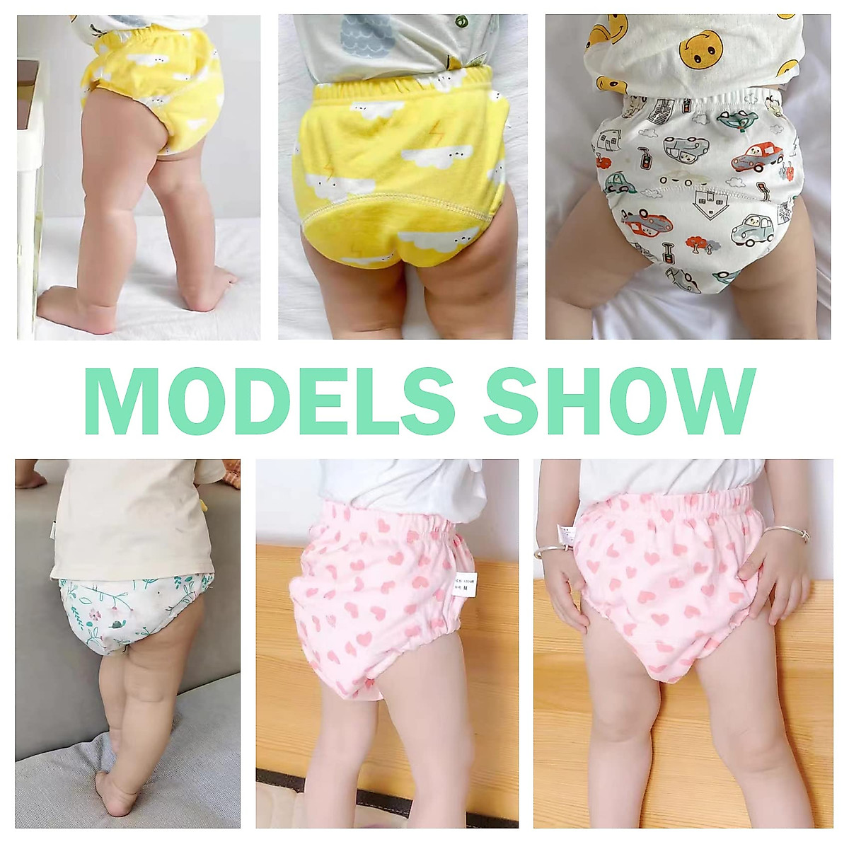 ORINERY Unisex Training Underwear Cotton Toddler Boys Underpants Potty Training Panties Waterproof Girls Pee Panties 6-Pack (DX528-C, 6-12 Months Old)