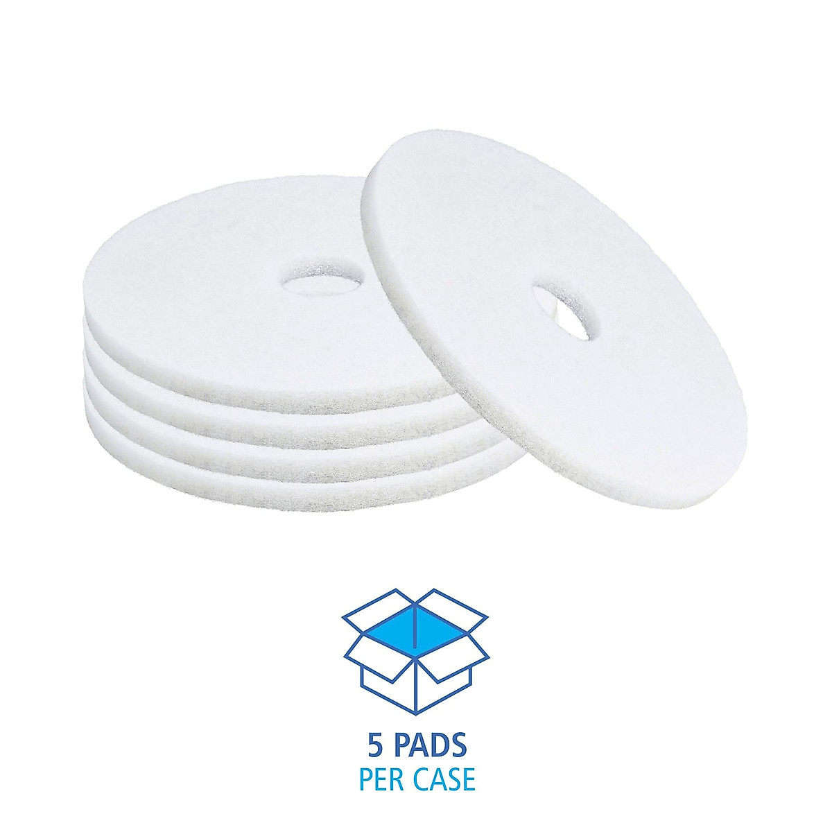 Boardwalk Polishing Floor Pads, 17" Diameter, White, 5/Carton