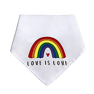 Tinsow Multi-Purpose Bandanas Bibs, White with Rainbow Pattern Dog Kerchief LGBT+ Pride Day Dog Collar Cat Pets Collar
