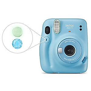 Fujifilm Instax Mini 11 Instant Film Camera with Automatic Exposure and Flash, Polaroid Camera, Fujinon 60mm Lens with Selfie Mirror, Optical Viewfinder - Sky Blue (Renewed)