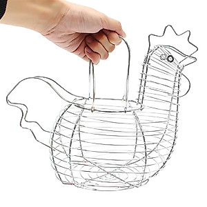 Chicken Shaped Egg Basket, Fruit Storage Wire Basket Rustic Decor Chicken Basket Egg Holder for Home Kitchen Fruit Storage (As Shown)