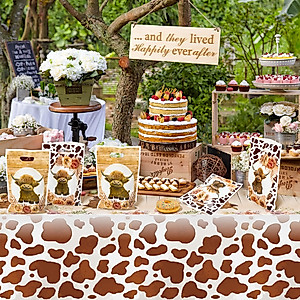 ArianQicult Highland Cow Party Favor Bags - 50Pcs Brown Cow Print Goody Candy Treat Gifts Bags, Highland Cattle Themed Party Decorations for Kids Birthday Baby Shower Animals Theme Events Supplies