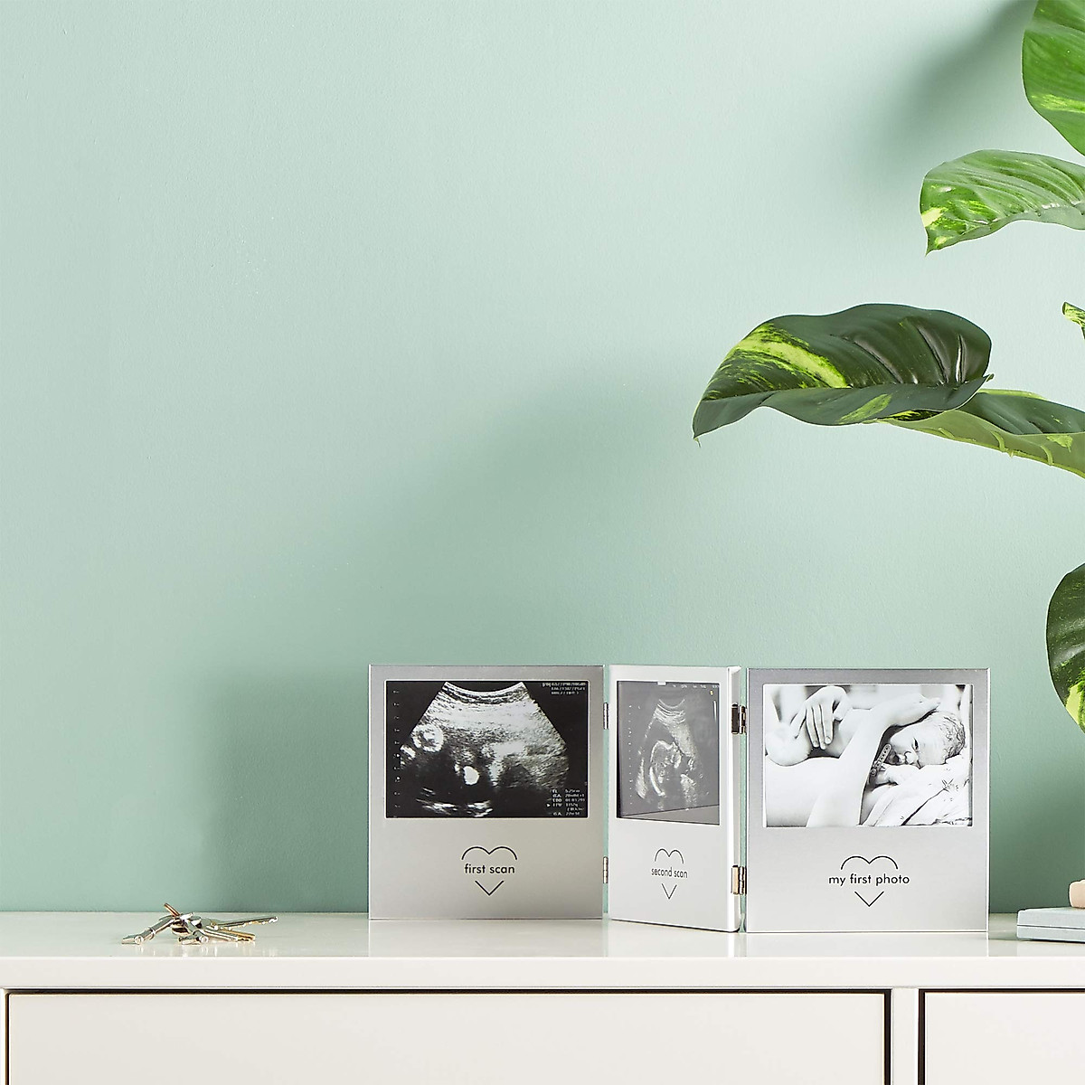 VonHaus Triple Sonogram Picture Frame for Keepsake Ultrasound Pregnancy Scan Images and Baby Photos