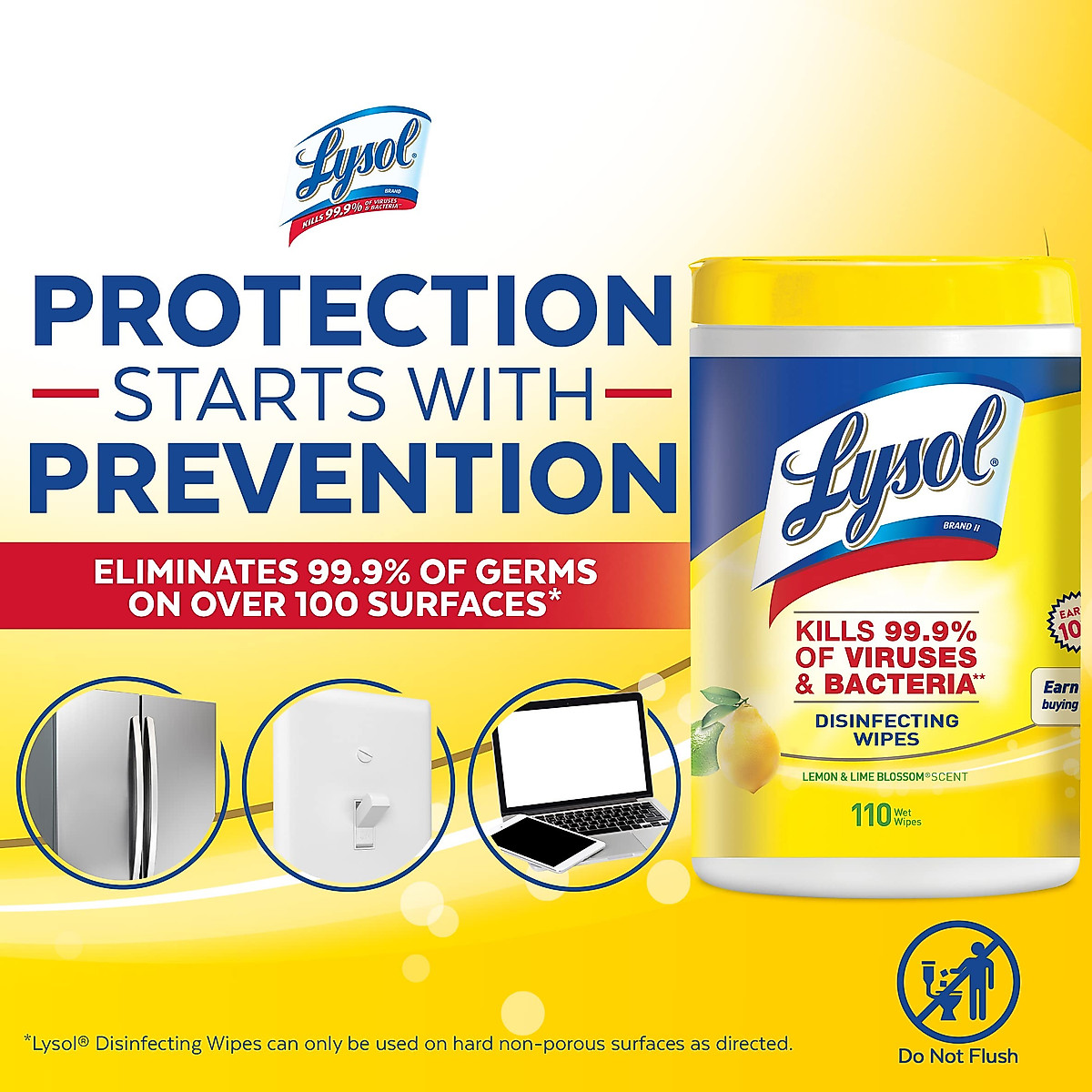 Lysol Disinfectant Wipes, Multi-Surface Antibacterial Cleaning Wipes, For Disinfecting and Cleaning, Lemon and Lime Blossom, 80 Count (Pack of 1)