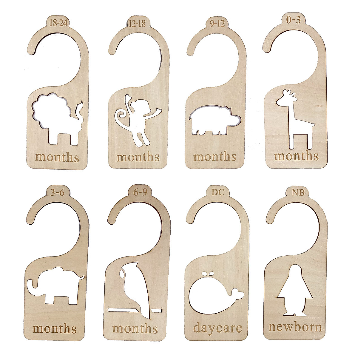Goldenvalueable Baby Closet Dividers Wooden Animal Style for Nursery - 8PCS