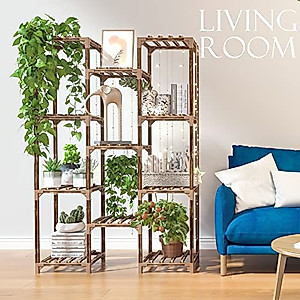 Veakoo Plant Stand Indoor Outdoor,11 Tiered Tall Wood Flower Stands Large Plant Shelf Multiple Garden Shelves Window Display Holder Rack for Corner Balcony Patio Living Room Bedroom with 3 Free Tool Visit the Veakoo Store