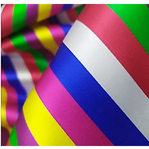 Saekdong Multi-Color Striped Fabric by The Yard for Korean Hanbok Sewing DIY Crafting Fashion Design, Blue, White, Red, Green, Purple, Yellow, Pink, (35 x 35 inches)